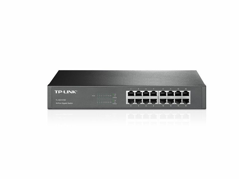 Коммутатор TP-Link TL-SG1016D, 16 LAN-портов, неуправляемый, черный