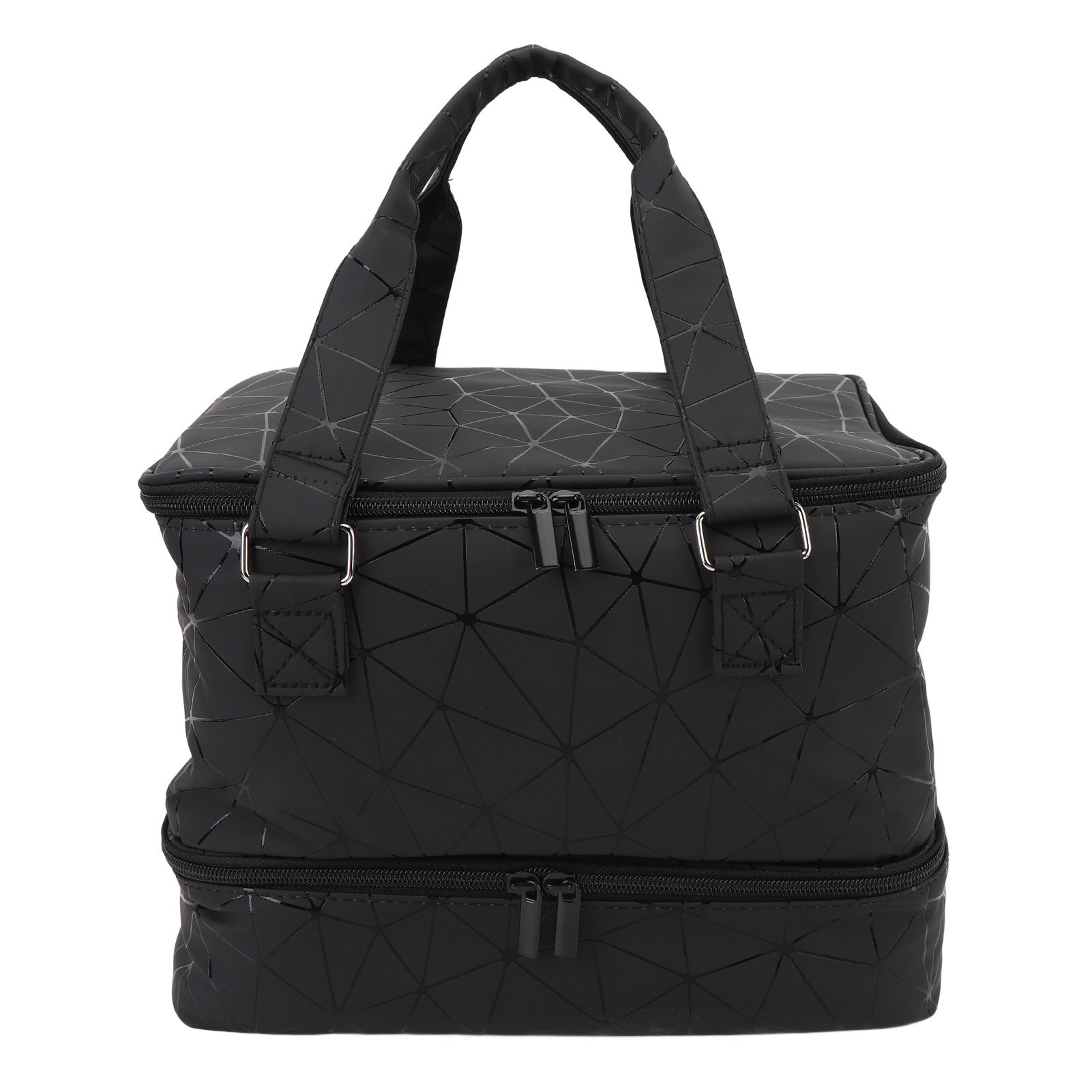 Чехол-органайзер для лака для ногтей, двухслойный, вмещает 42 флакона, регулируемый, съемный, водостойкий, ПУ, дорожный чехол для лака для ногтей, черный