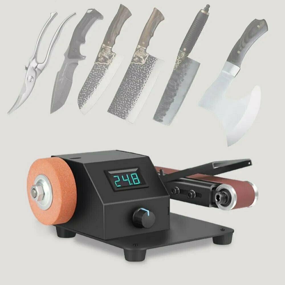 Электрическая точилка, для ножей, карбидный абразив, ленточная шлифовальная машина