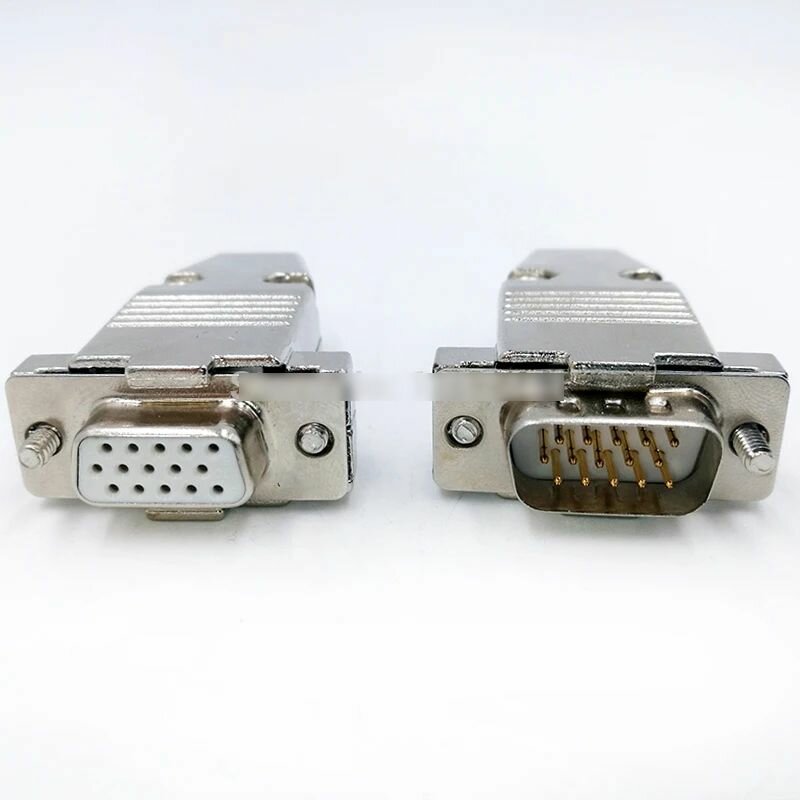 DB15 3-рядный разъем VGA Plug, металлический корпус, позолоченная латунь, контактор, порт, гнездо, 15-контактный адаптер, штекер DP15