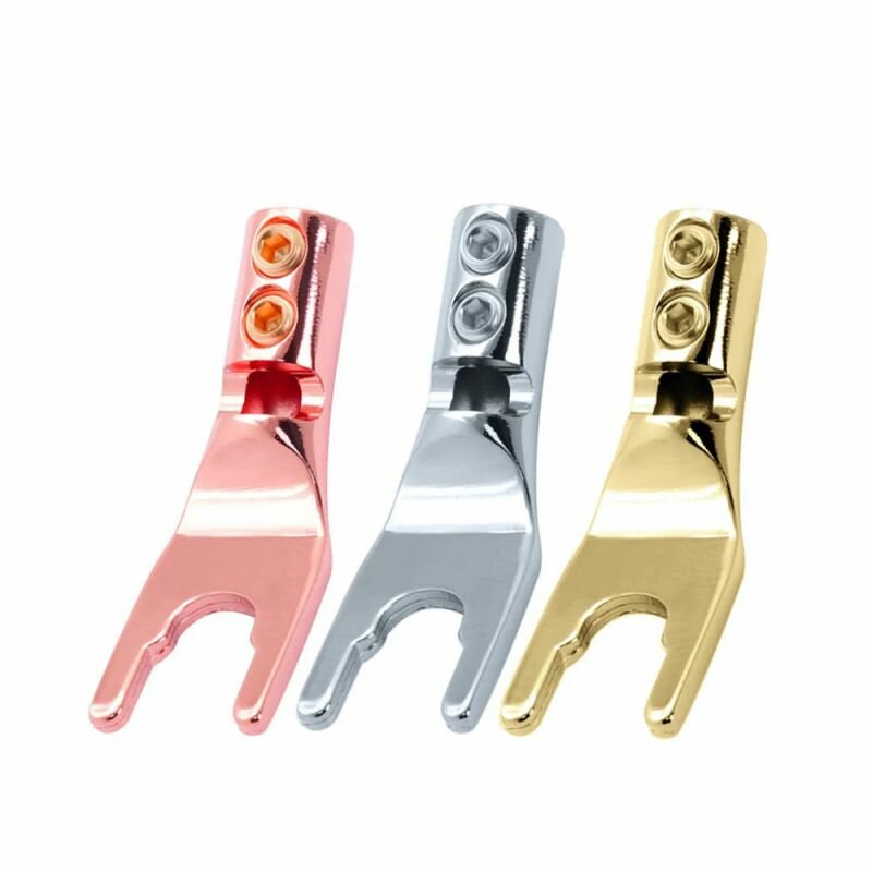 10 шт. позолоченных медных банановых штекеров U/Y-типа, разъем для акустического провода с двойными винтовыми замками