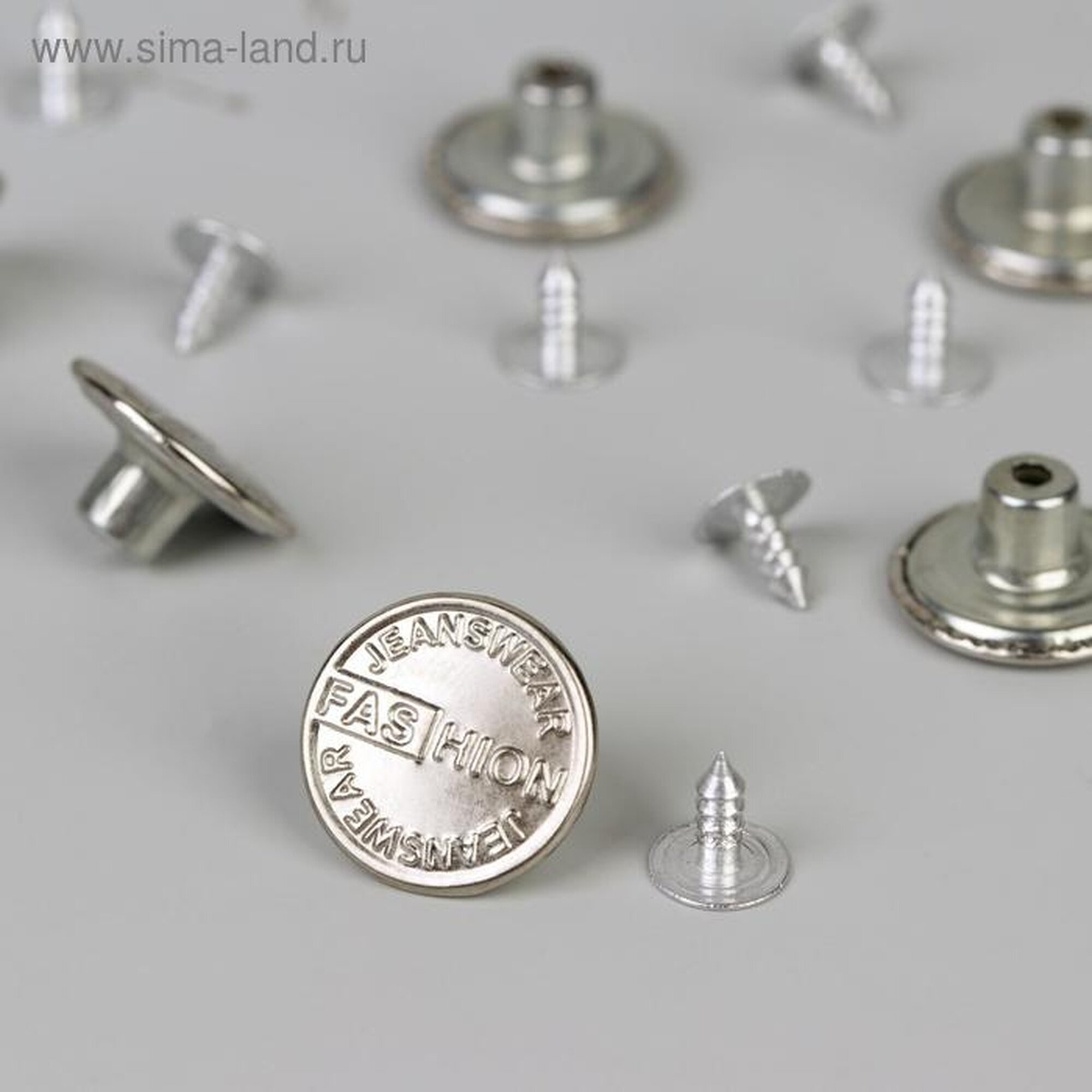 Набор пуговиц Сима-ленд, джинсовые, металл, 17мм, 100шт, серебристые