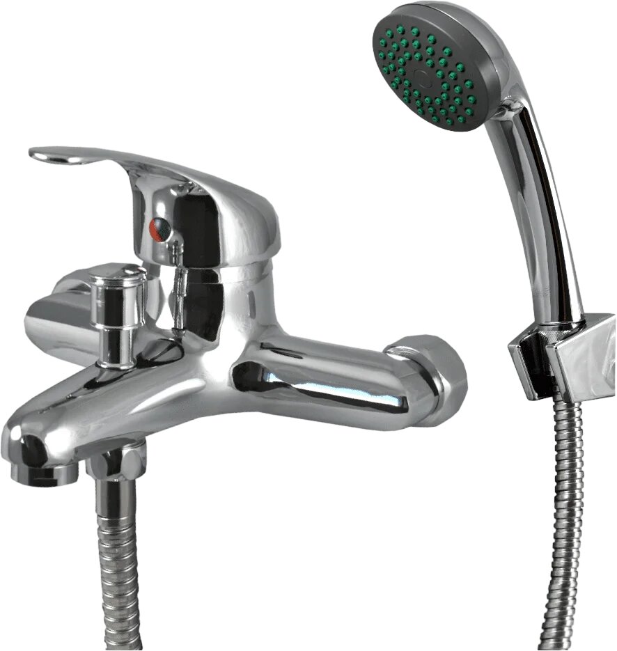 Смеситель для ванны с душем D-lin 351 D130351 с душевым гарнитуром, настенный, однорычажный, хром, глянцевый, латунный, с керамическим картриджем