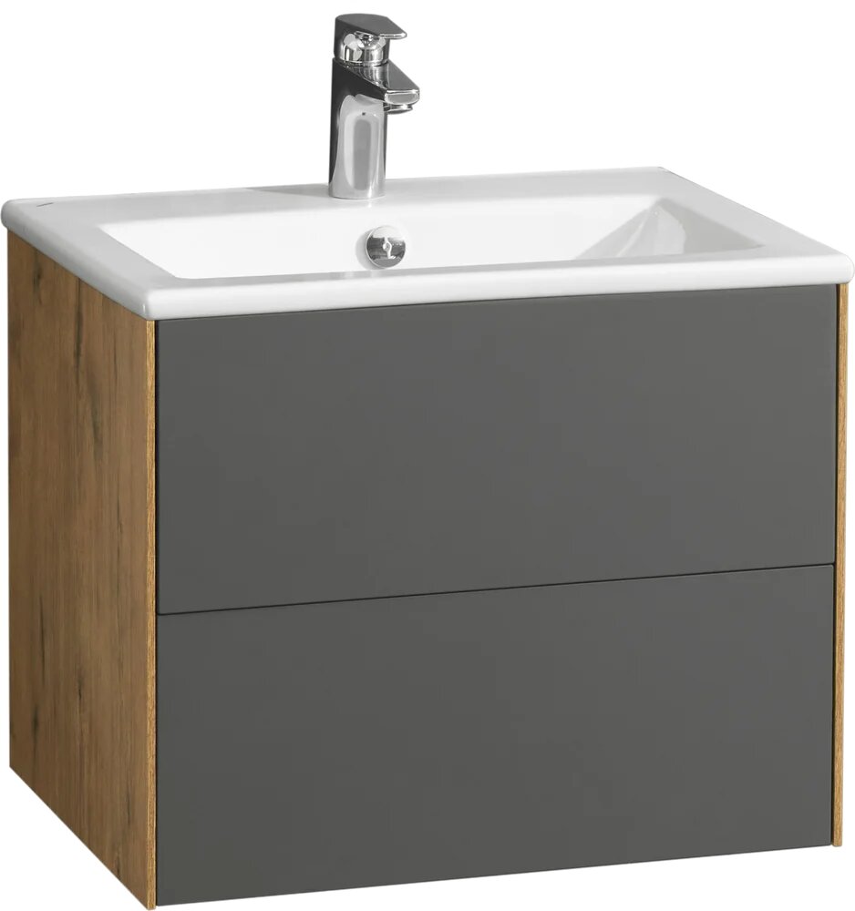 Тумба под раковину без столешницы AQUATON Сохо 60 дуб веллингтон, графит софт