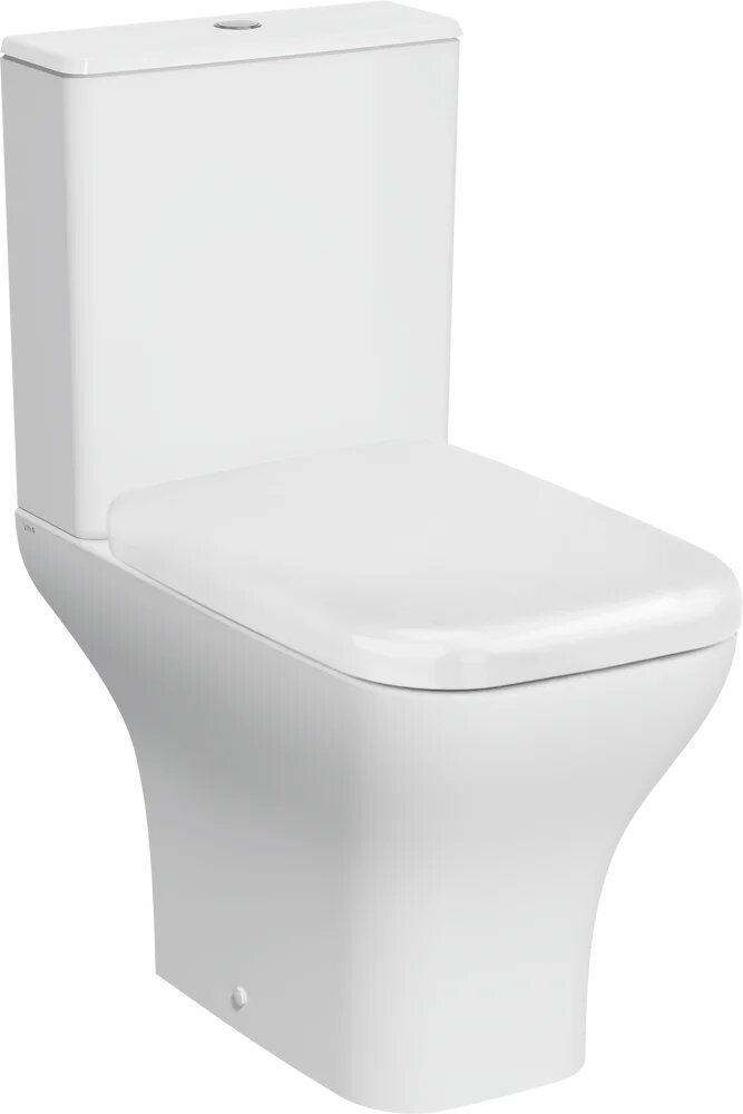 Унитаз-компакт напольный VitrA Polar 9843B003-7201 с микролифтом, фарфоровый, белый, с нижним подводом, прямоугольный, с прямым выпуском