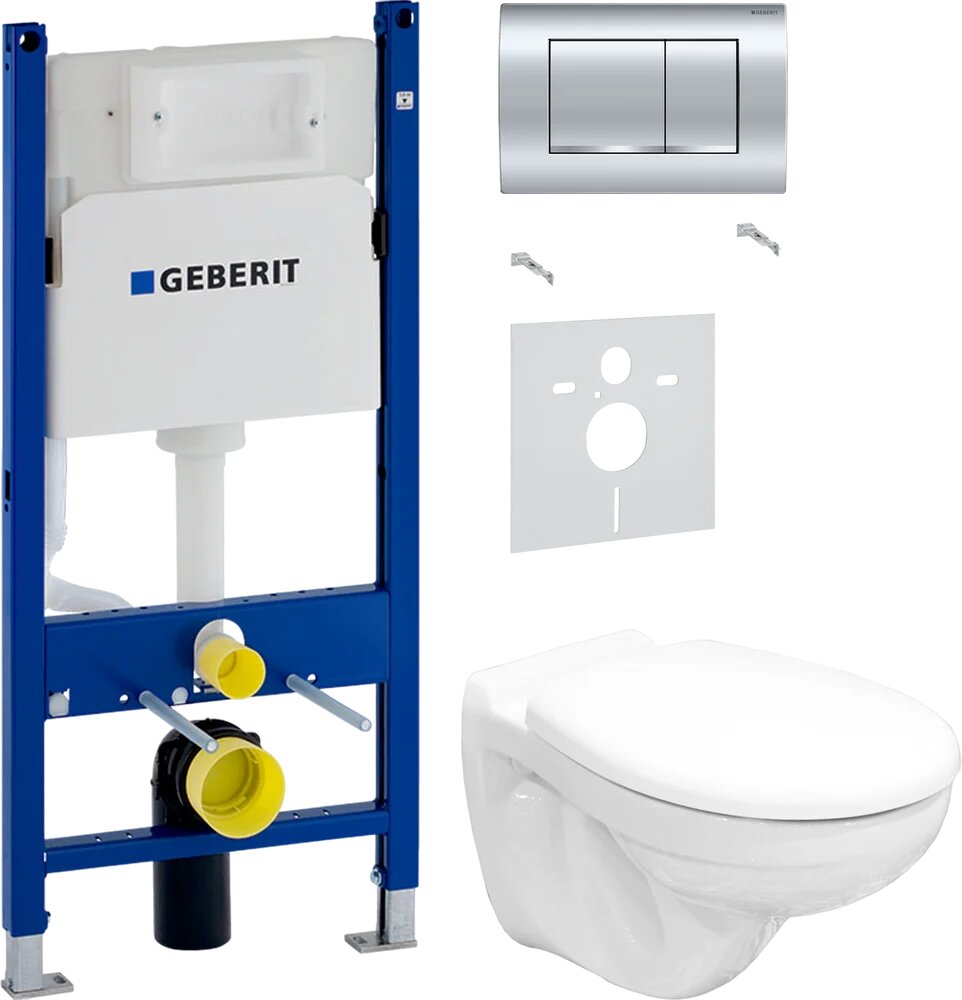 Комплект 3 в 1 Унитаз подвесной Керамин Гранд R МЛ CDB00022814 / Звукоизоляция Geberit 156.050.00.1 / Инсталляция с кнопкой Duofix Delta 458.163.21.1 цвет хром