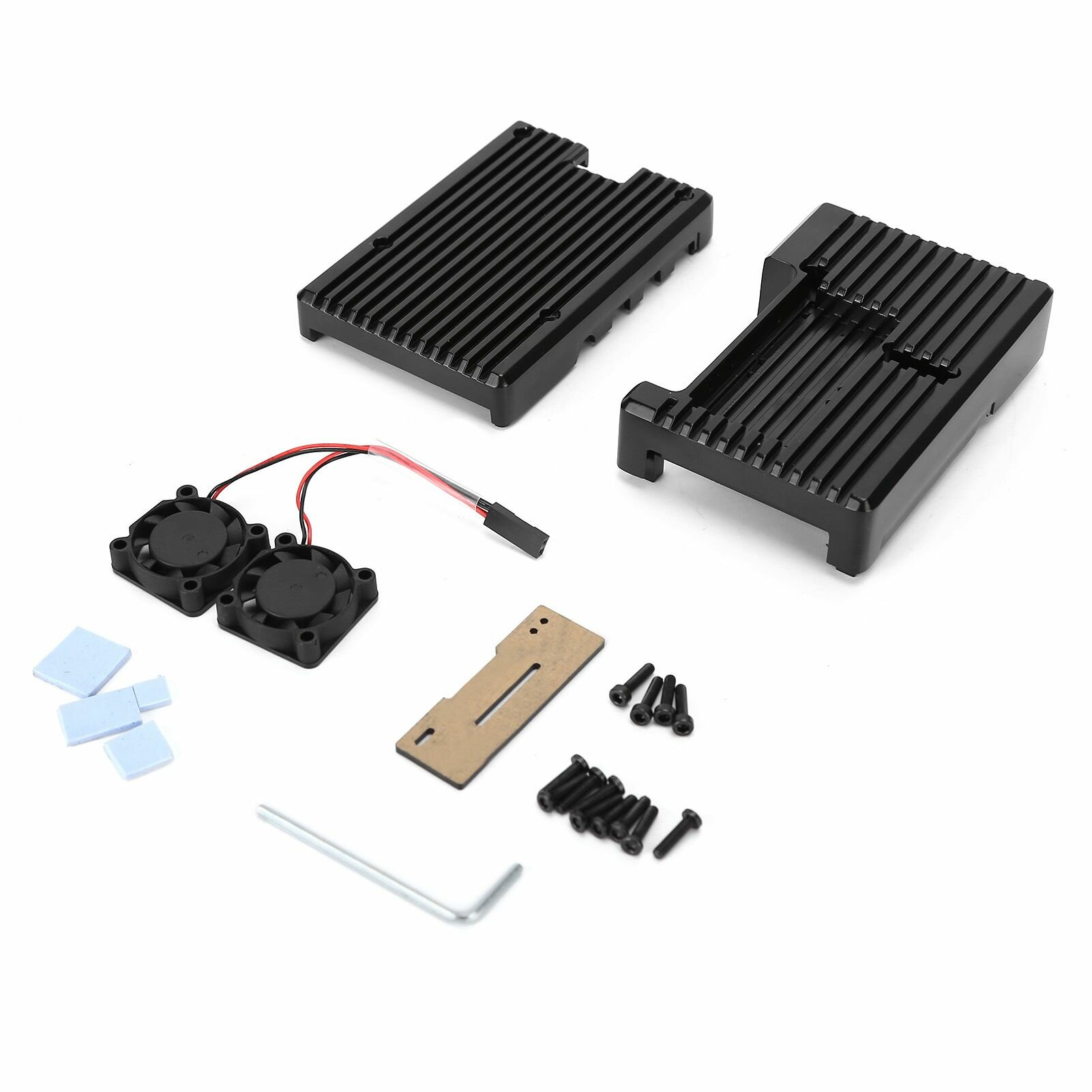 Алюминиевый корпус с охлаждением для Raspberry Pi 4 (2 вентилятора)