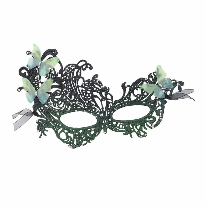 Маска на половину лица Butterfly Party-Бриллиантовая градиентная бабочка Феникс Черно-зеленая