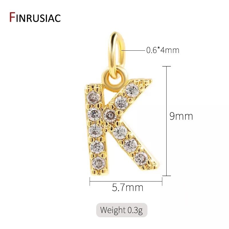 Заключения ювелирных изделий FINRUSIAC латунь с цирконием 26 букв 2 pieces, K