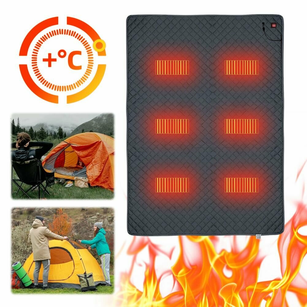 Одеяло с электрическим подогревом, питание от USB, 8 зон нагрева, коврик с подогревом для автомобильной рыбалки