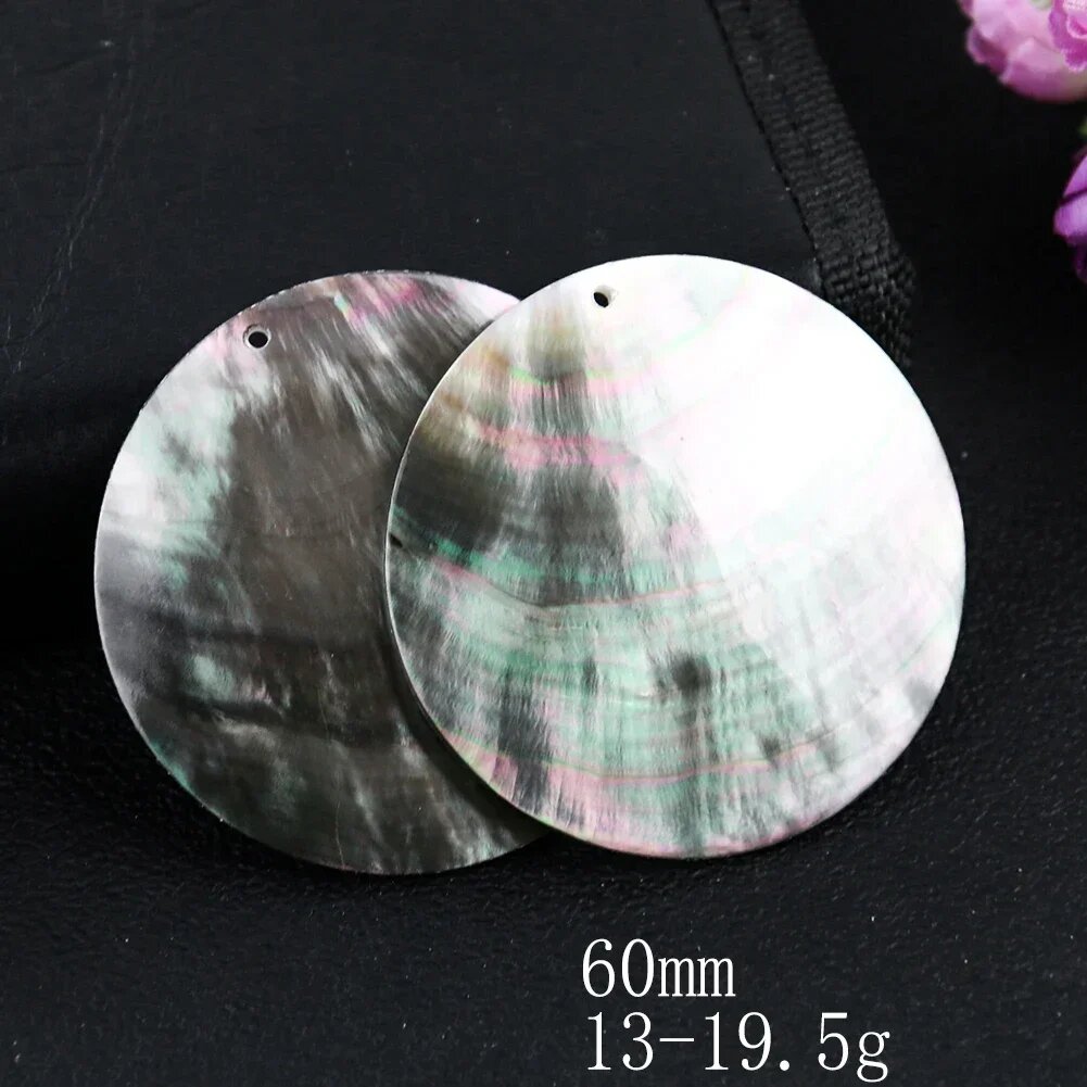 2 шт, 10–60 мм, натуральная полировка, черный перламутр, ракушка, круглая ракушка, ожерелье «сделай сам», кулон, серьги, изготовление ювелирных изделий