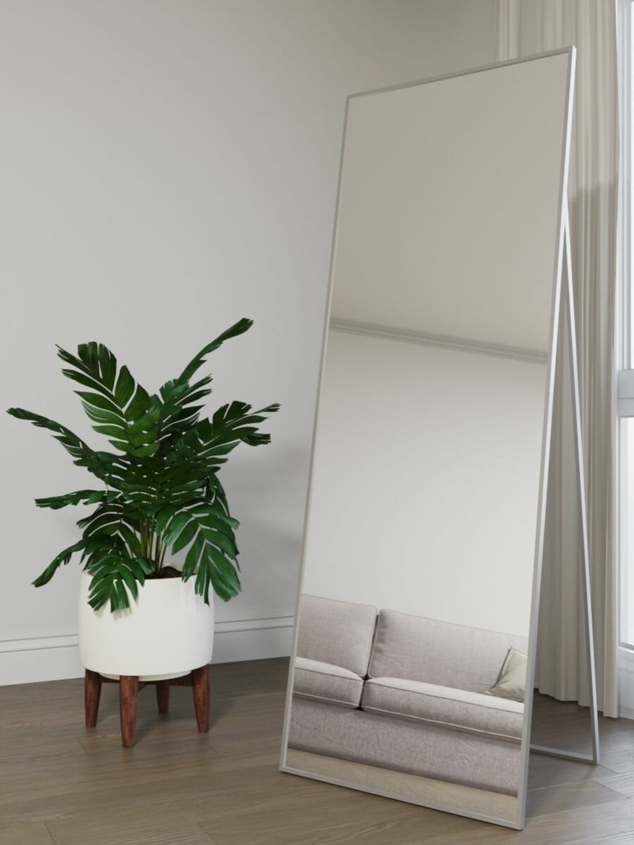 Зеркало настенное 170х60 см. BLX MIRROR интерьерное в алюминиевой раме напольное, Серебро