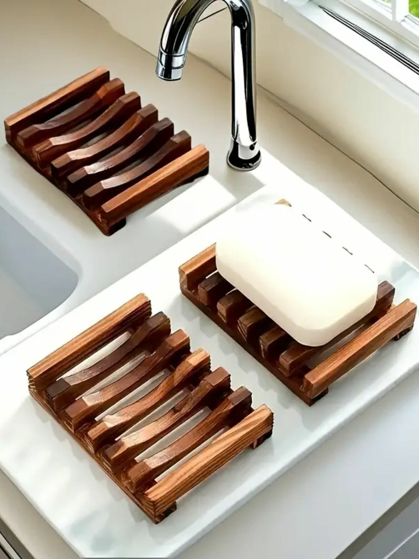 Прямоугольное мыльница из натурального дерева для ванной комнаты, 1 штука