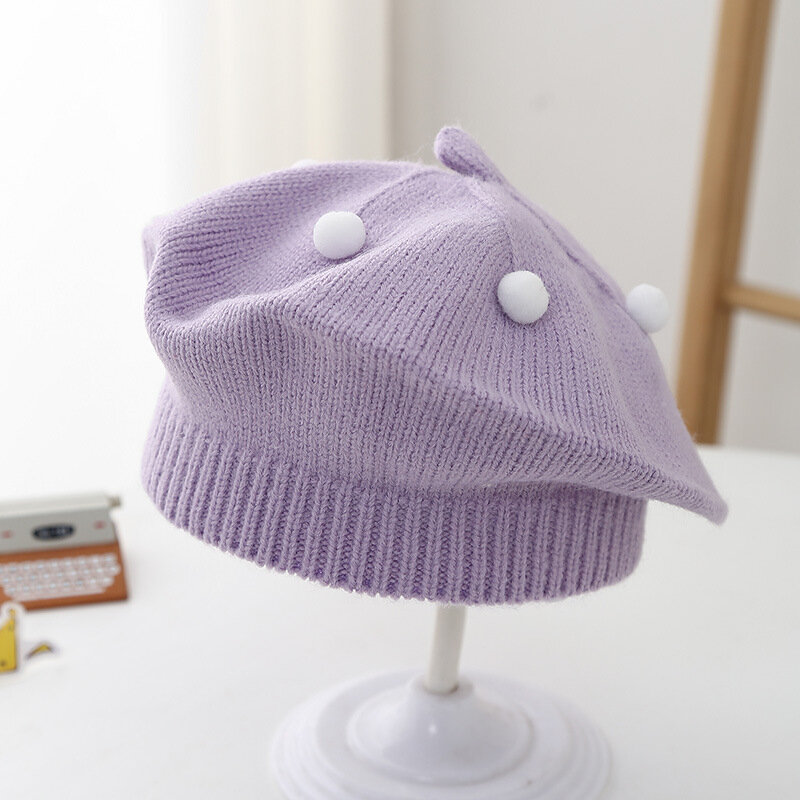 Весенне-осенний корейский вариант для мальчиков и девочек, универсальный вязаный берет ярких цветов, детская стильная повседневная шерстяная шапка, шапка художника.