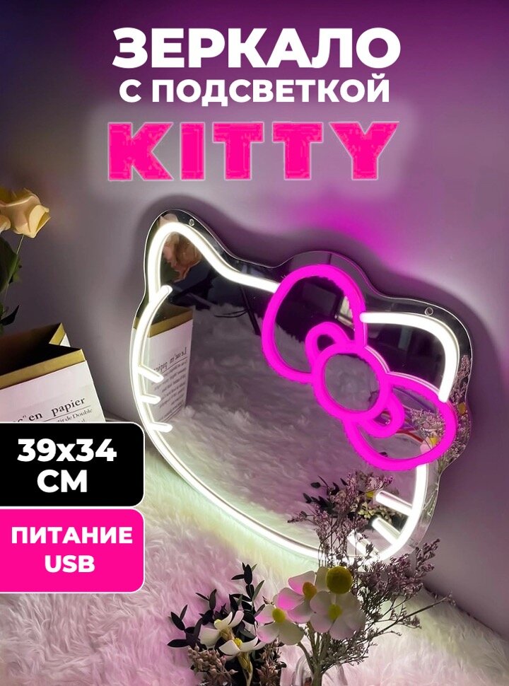 Зеркало с подсветкой Kitty 39х34