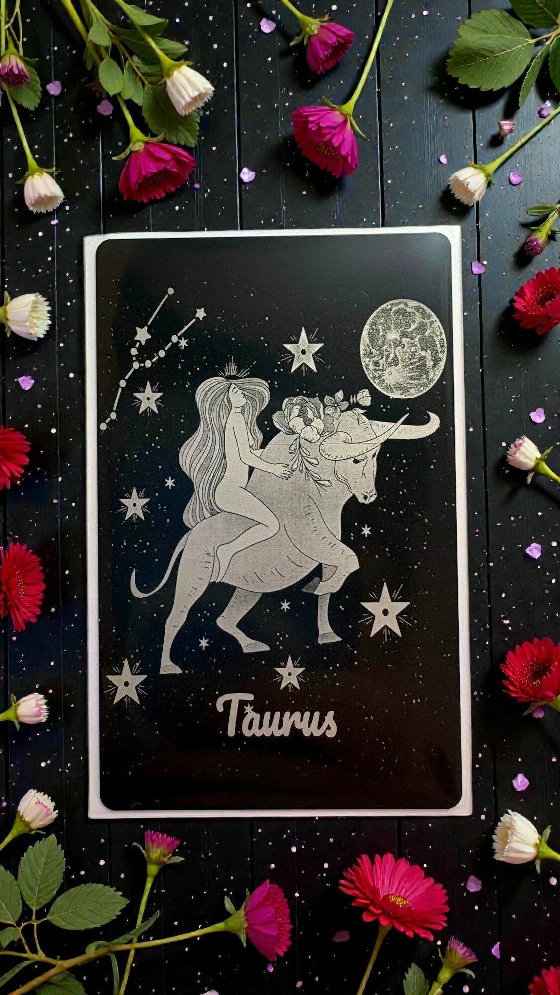 Металлическая карта - талисман зодиак Телец V3