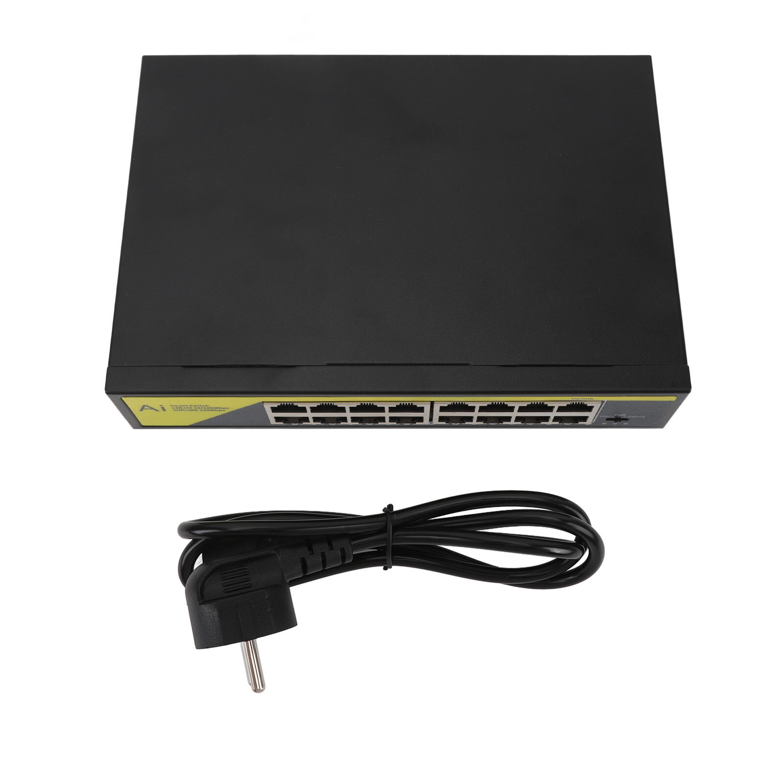 16 Port POE Switch 200W 10 100Mbps Metal Housing Plug and Play Ethernet Unmanaged for Security Camera WiFi Coverage EU AC110 to 240V