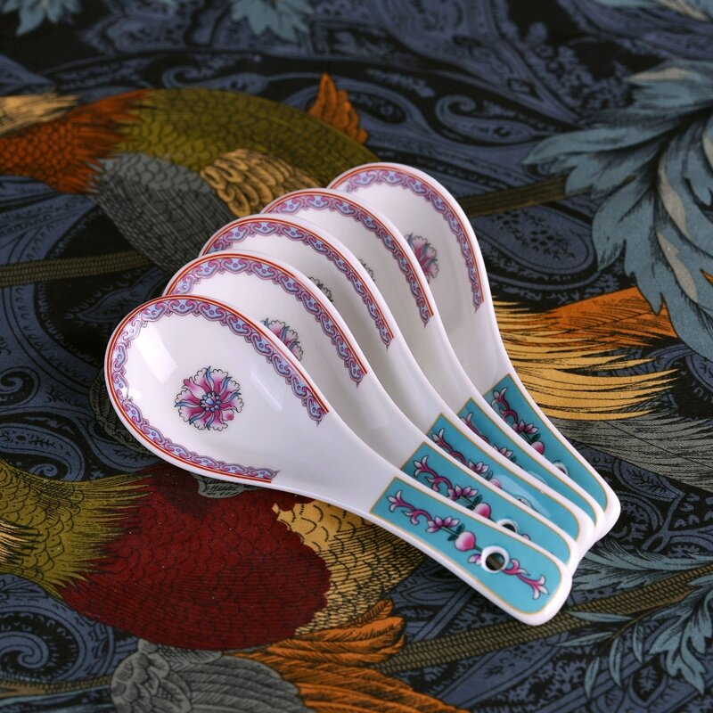 Бытовая керамическая маленькая ложка, посуда, маленькая ложка для супа, ложка для каши, цвет эмали, настольная ложка,