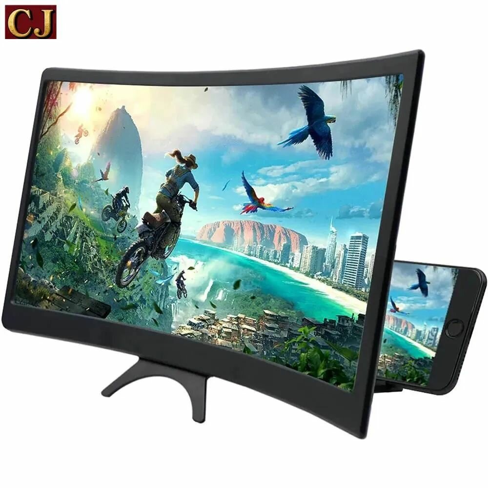 14-дюймовый изогнутый экранный увеличитель для смартфонов, складной держатель с 3D HD