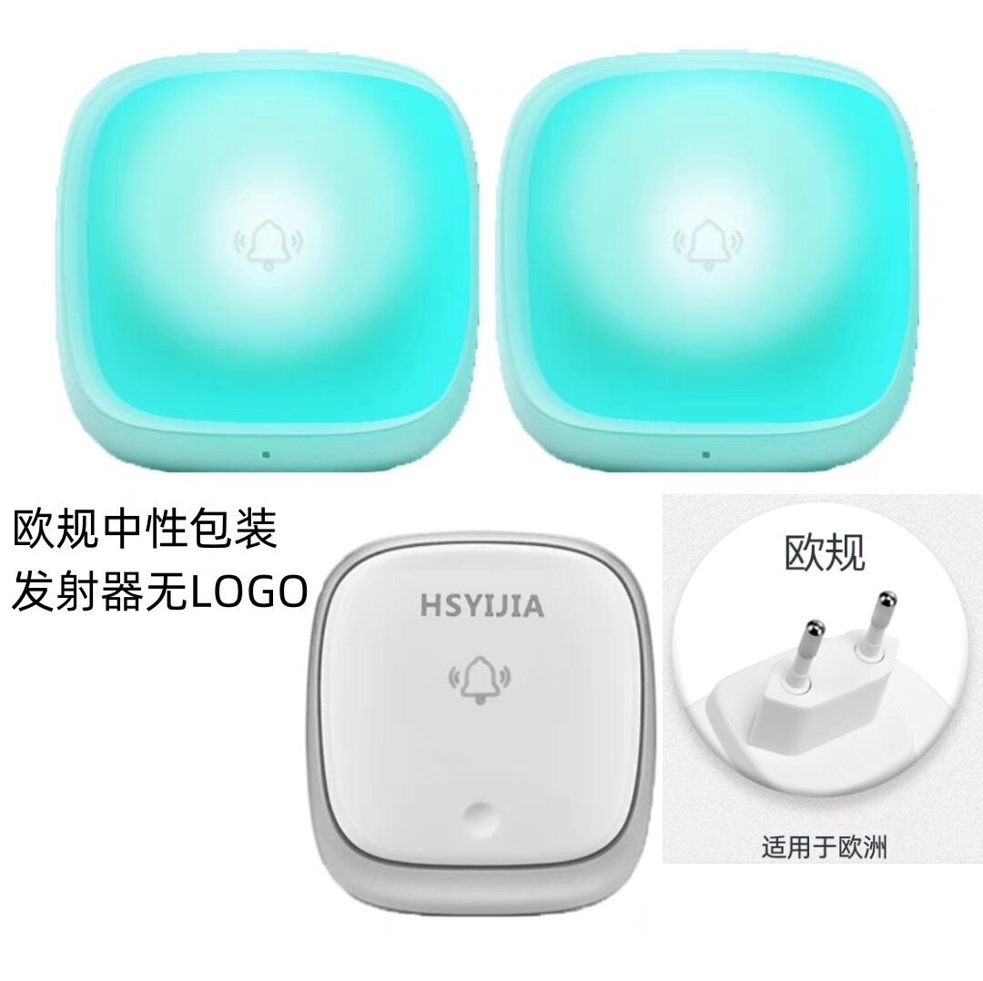 Европейский и американский стандарт беспроводной домашней самогенерирующей дверной звонки с дистанционным управлением для глухих и пожилых людей с сильным мигающим светом, один к одному