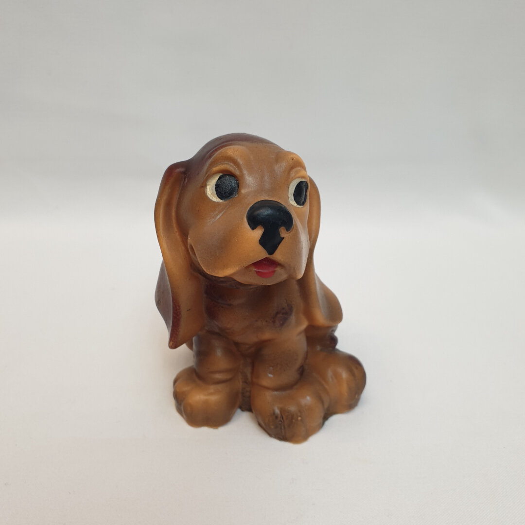 Резиновая игрушка Щенок 11 см, роспись. Винтаж, СССР.