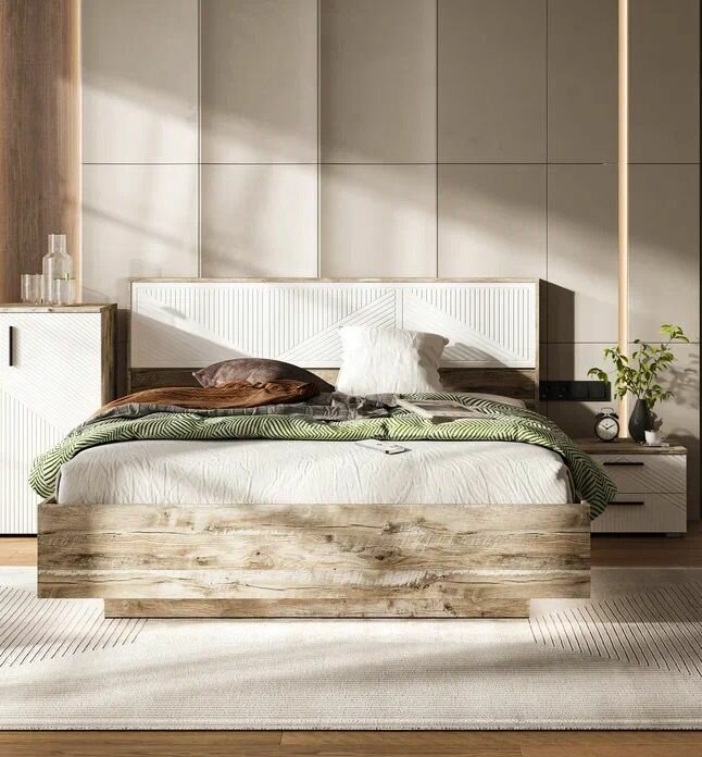 Сильвия Кровать парящая 1,6 м. Браш Вайт, Дуб Юкон