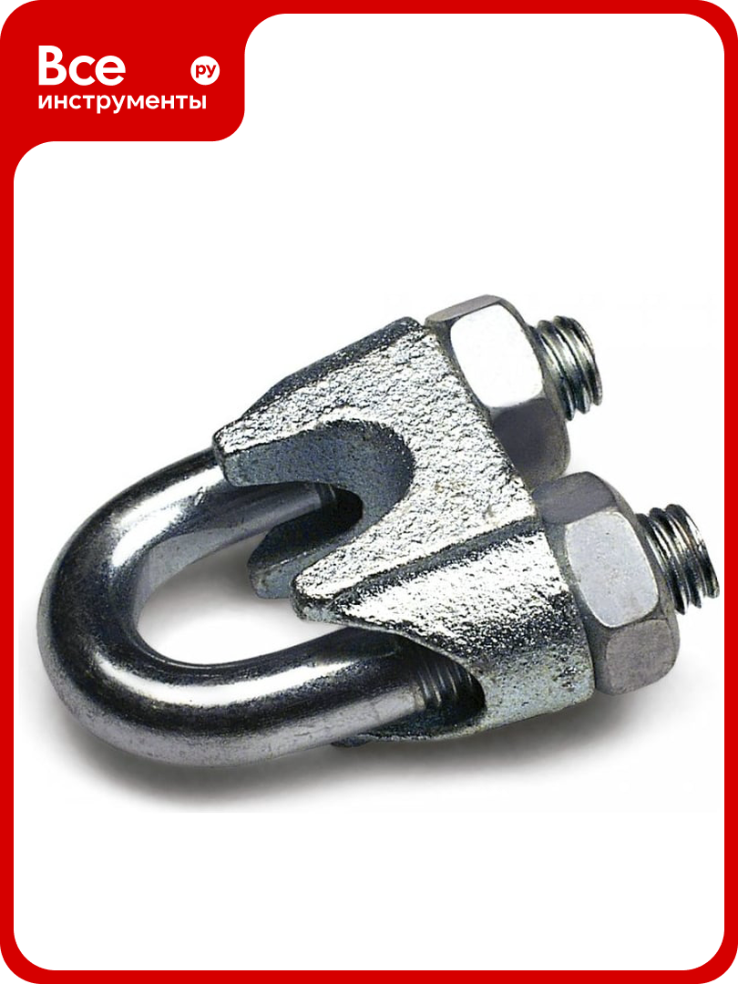 Зажим троса Промрукав одинарный, D4 мм, тип слоник, DIN 741, 100 шт. PR08.3892