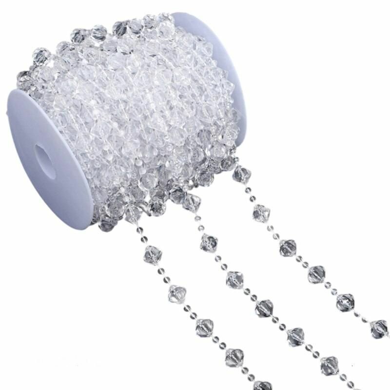 Прозрачная цепочка из бусин для handmade, - Большая бусина 12 прозрачных