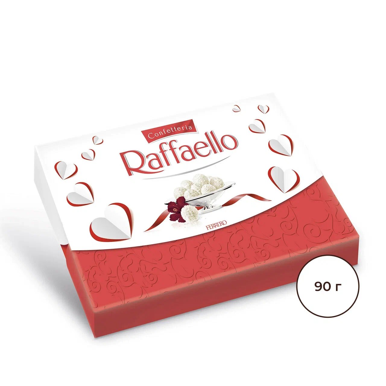 Конфеты в коробке Raffaello с цельным миндальным орехом в кокосовой обсыпке, 90 г