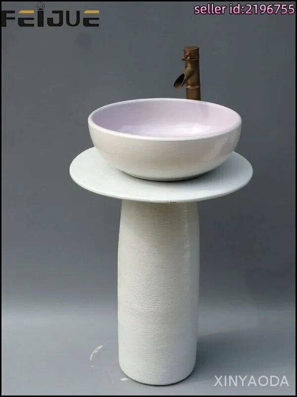 Эксклюзивная отдельностоящая раковина для ванной из керамики, размер 41 на 41 на 81 см, комплектуется сифоном и донным клапаном