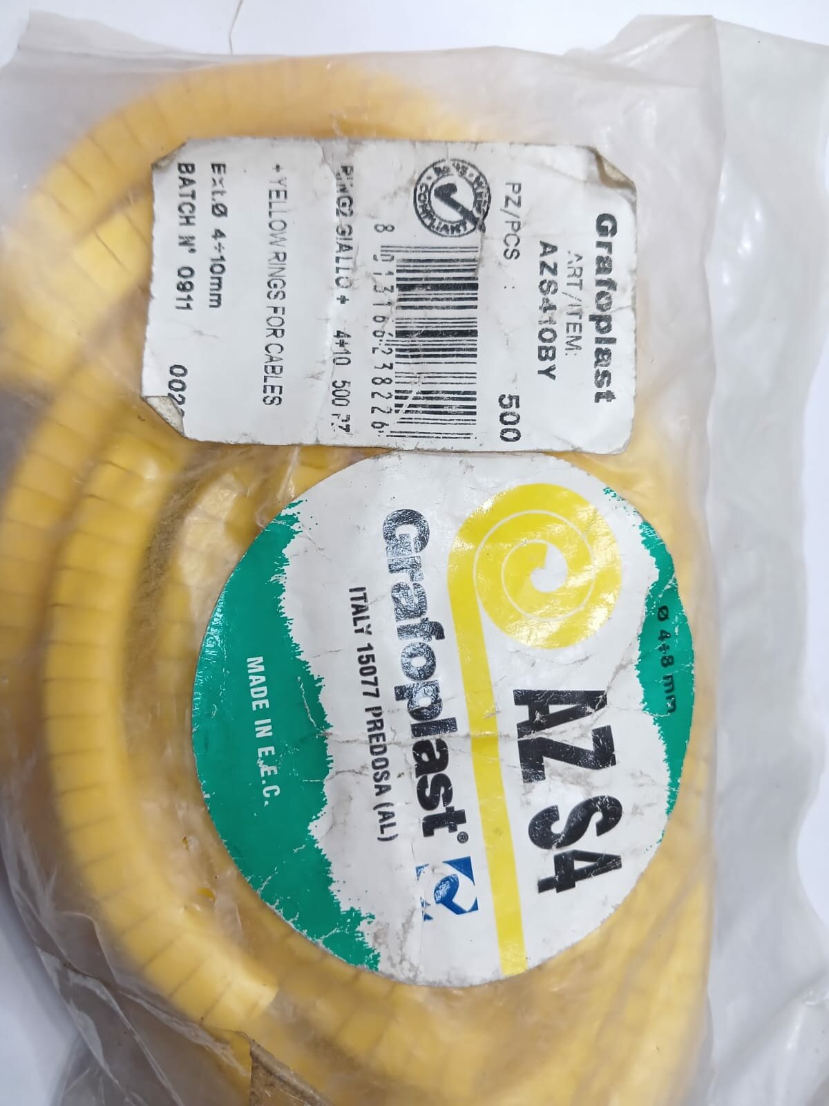 Колечко маркировочное +, 4-8 мм. черное на желтом (уп.500шт) AZS410BY DKC