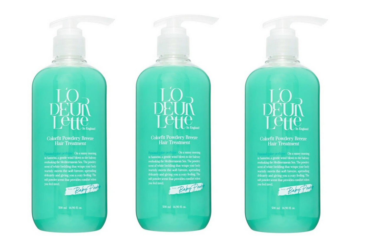 Парфюмированная маска для волос LODEURLETTE c ароматом бергамота, In England Colorfit Powdery Breez Hair Treatment, 500 мл - 3 штуки