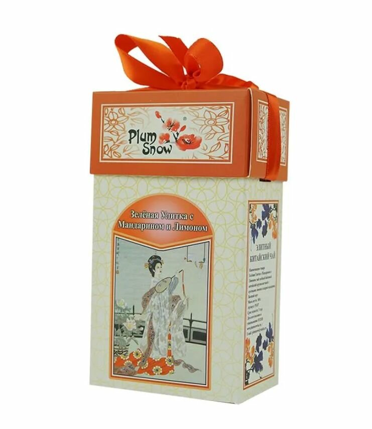 Plum Snow Чай листовой зеленый Зеленая Улитка с мандарином и лимоном,100 г