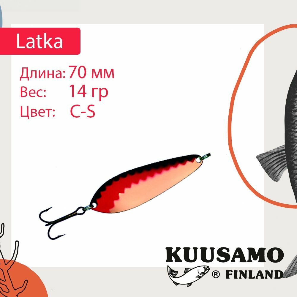 Блесна для рыбалки Kuusamo Latka 70/14 C-S (колеблющаяся)