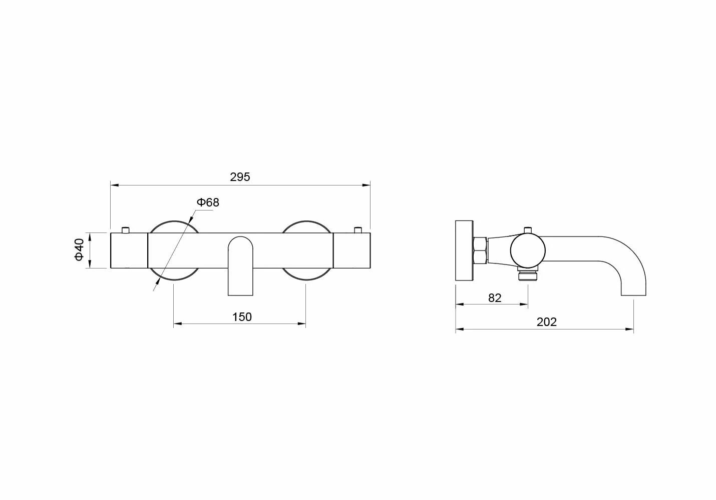Смеситель для ванны Aquatek европа термостатический, матовый черный