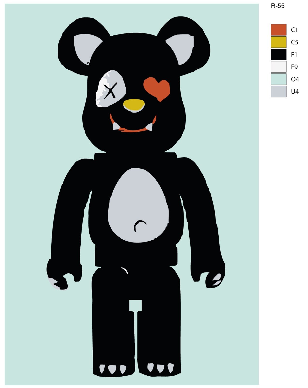 Картина по номерам BRUSHES-PAINTS "Bearbrick" R-55 50x70 см