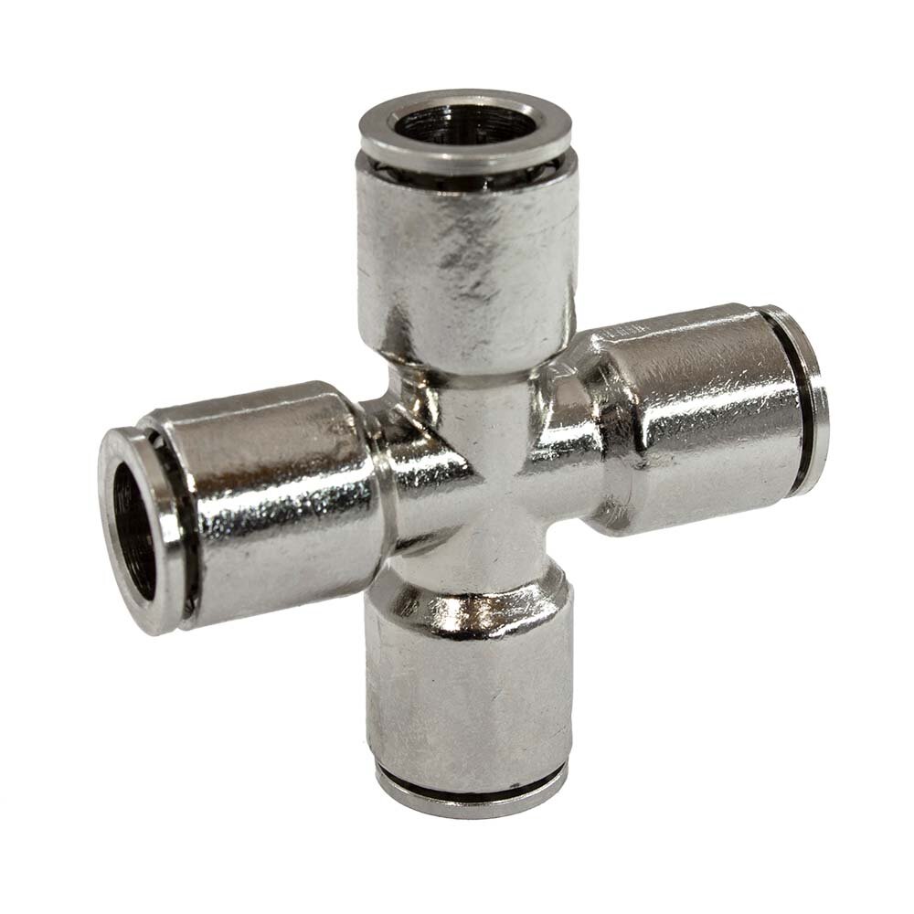 Пневмофитинг цанговый X-образный переходной Cn-X10 для полиуретановых и рильсановых трубок, Арт. 5437