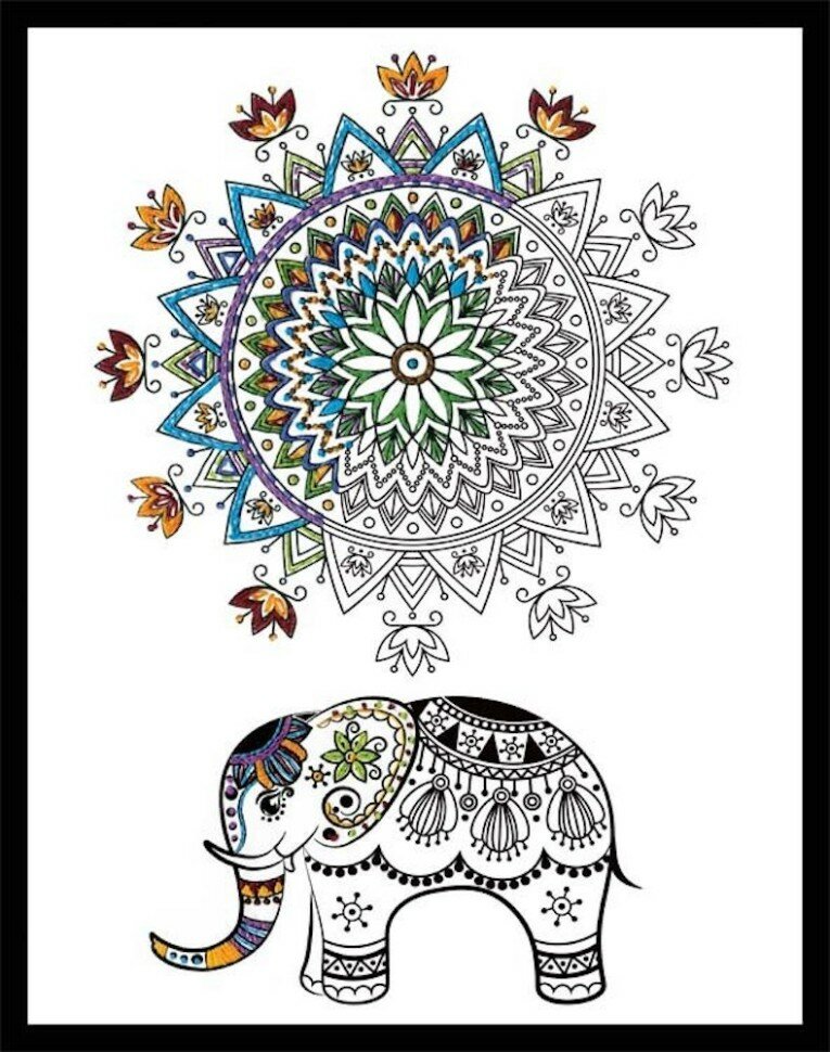 Канва с рисунком Design Works 4035 Слон, 38 х 38 см (Нитки в в комплект не входят.)