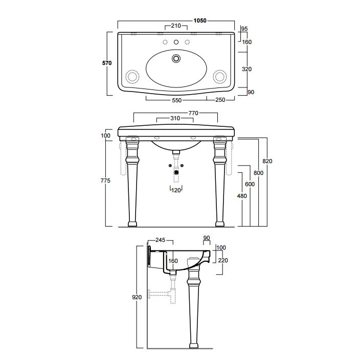 SIMAS Arcade/Londra Ножка керамическая (1шт) для консолей AR864/AR874, цвет белый (продается кратно 2шт) GB001bi