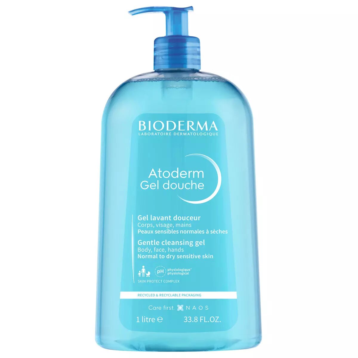 Гель для душа Bioderma "Atoderm", очищение, смягчение, увлажняющий, гипоаллергенный, 1 л