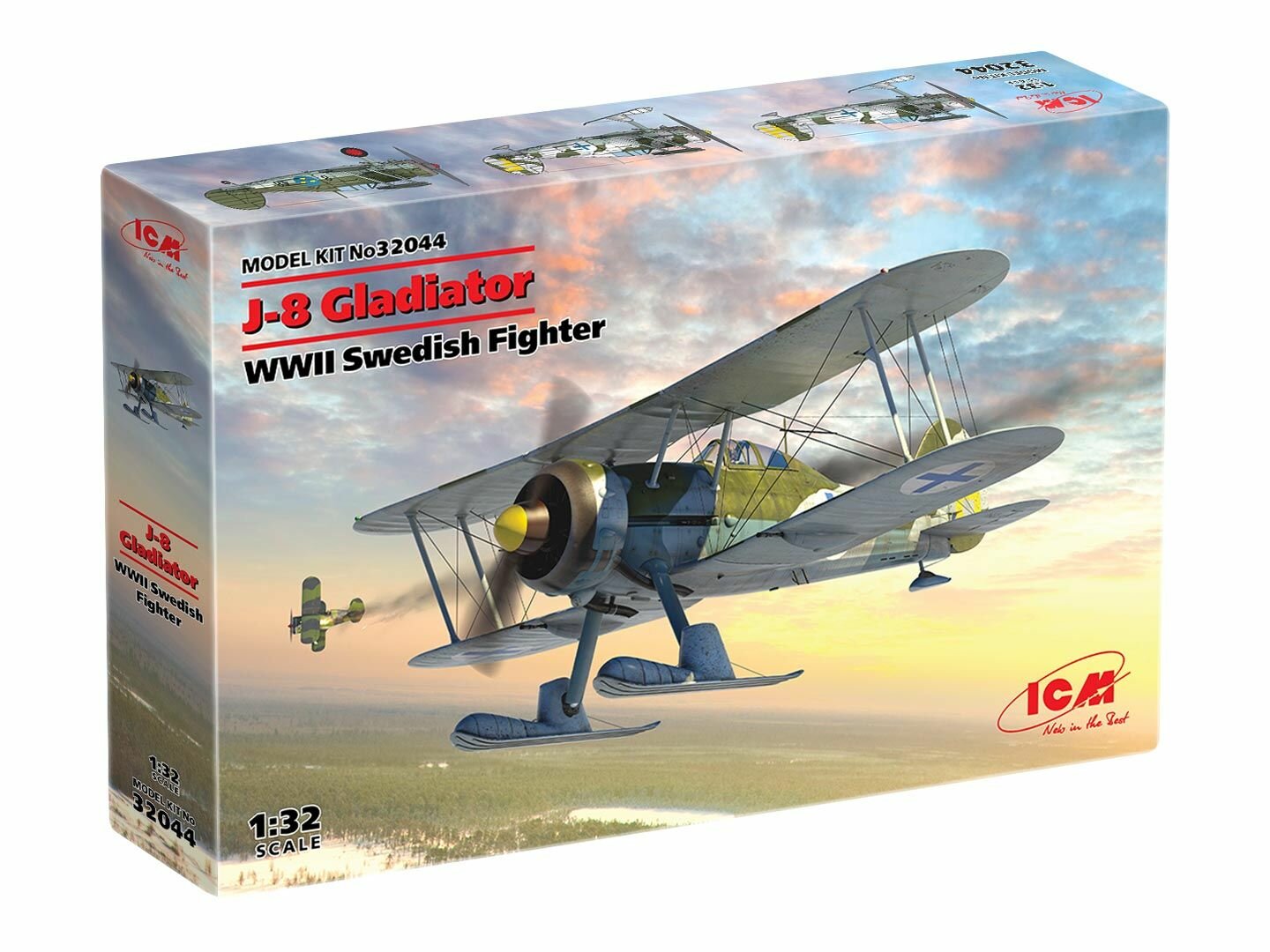 ICM 32044 Истребитель ВВС Швеции IIМВ J-8 Gladiator Масштаб 1/32