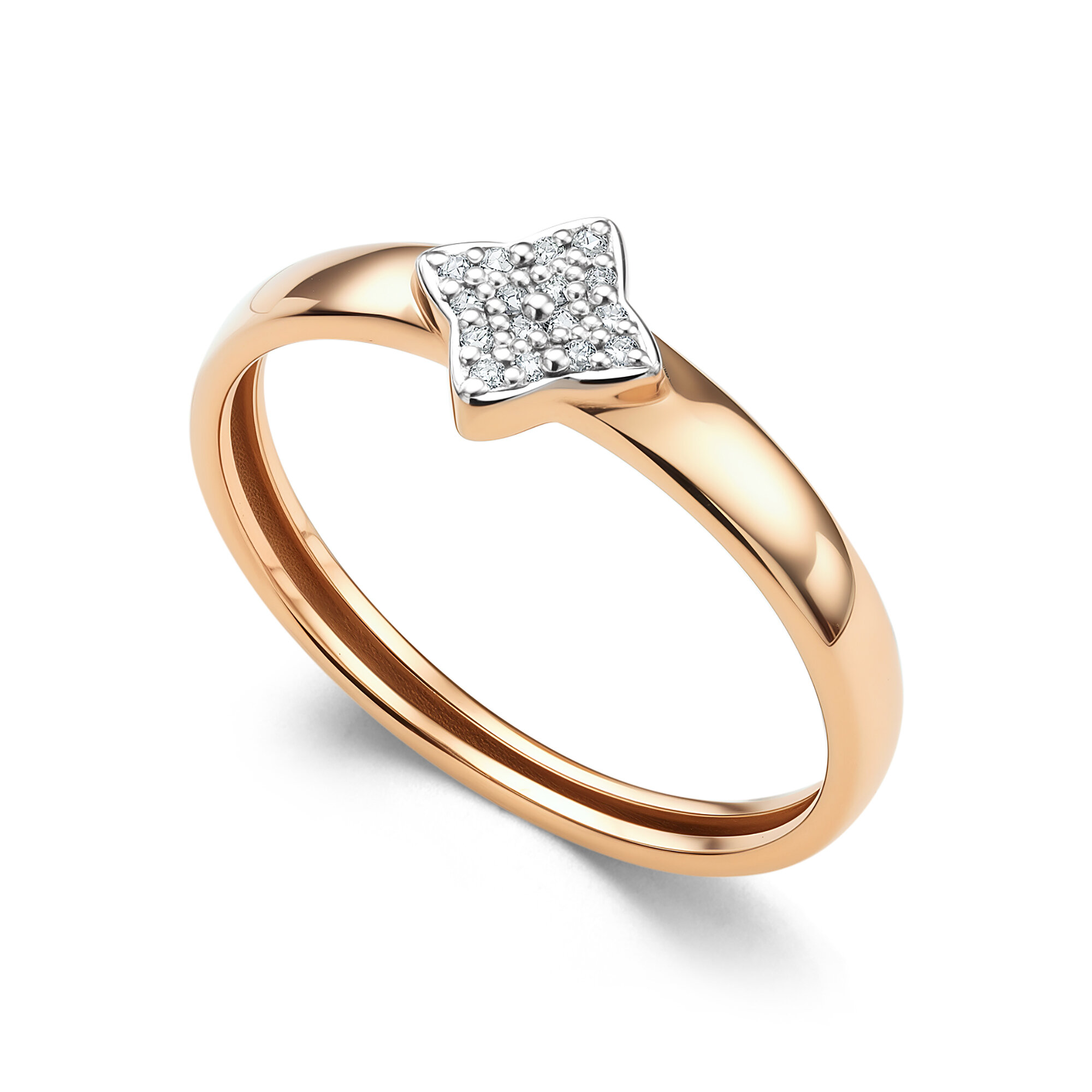 Кольцо, красное золото, 585 проба, бриллиант