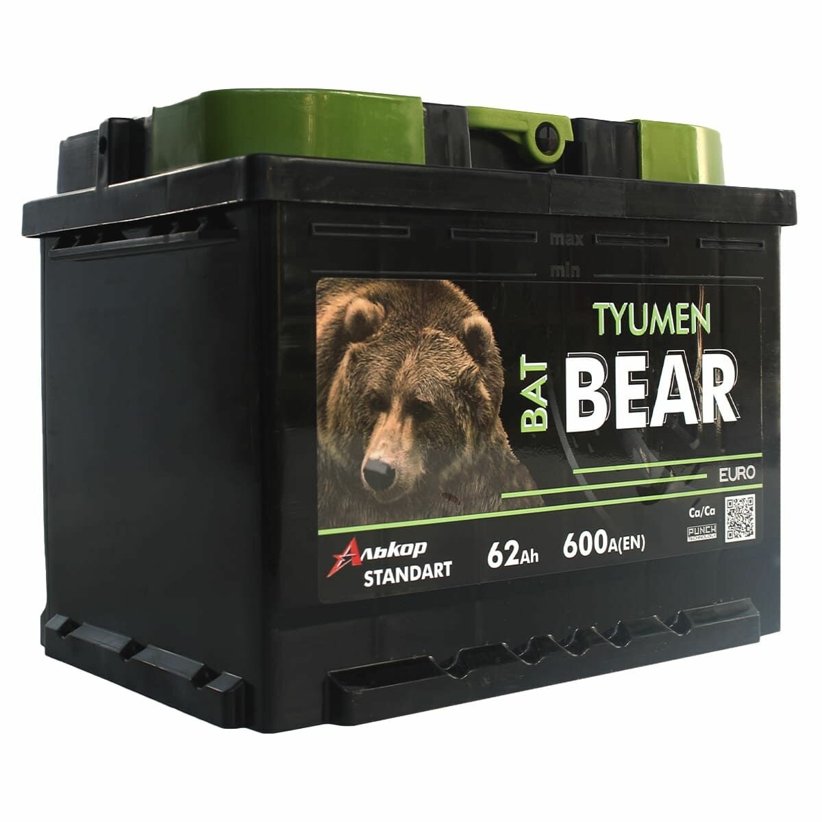 Автомобильный аккумулятор 62 Ач Tyumen BatBear о/п (600А д*ш*в 24,2*17,5*19 см)