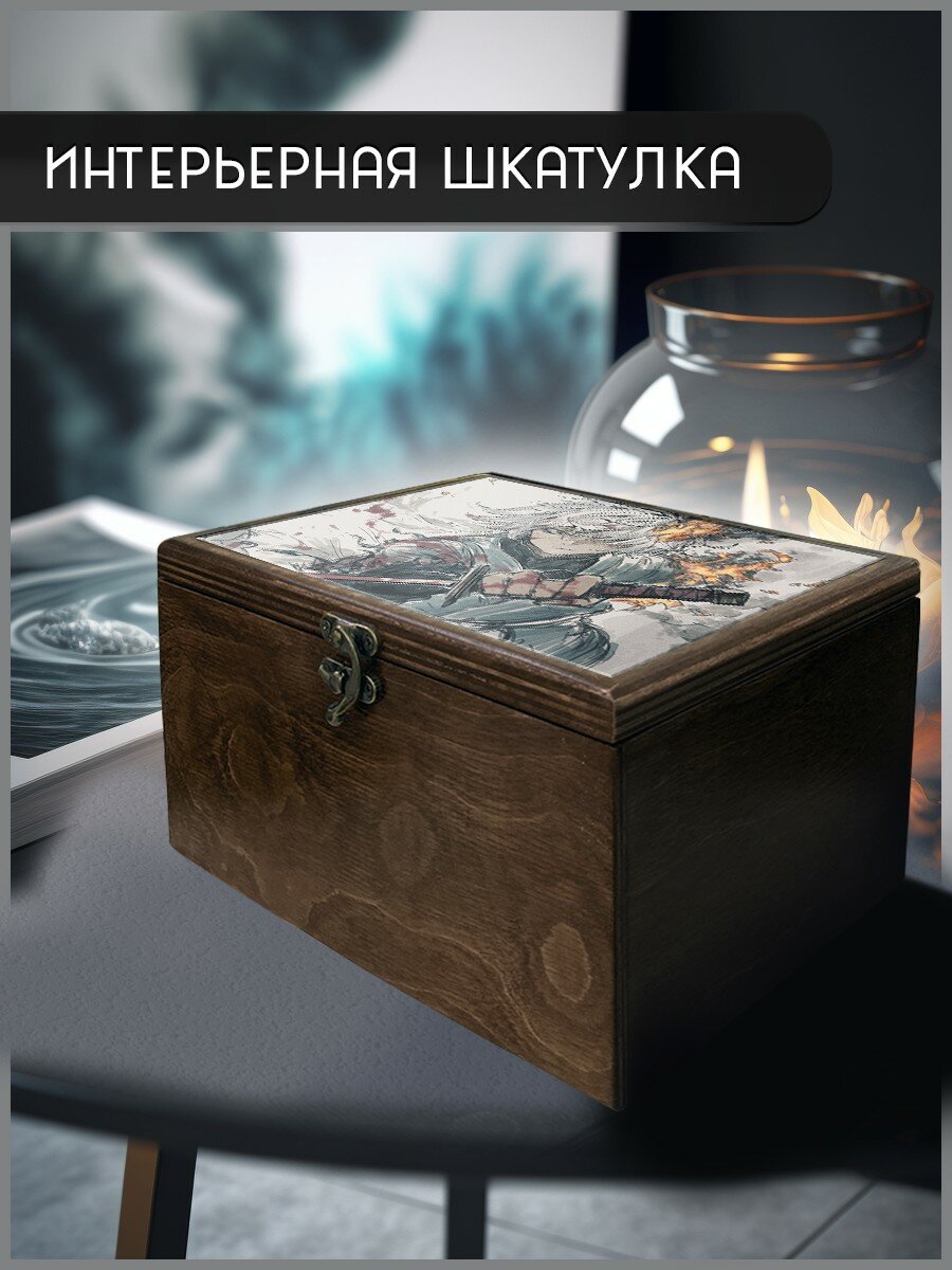 Шкатулка интерьерная для украшений универсальная 22x17x12 см аниме Адский рай (Hells paradise, Габимару, Сагири) - 2002