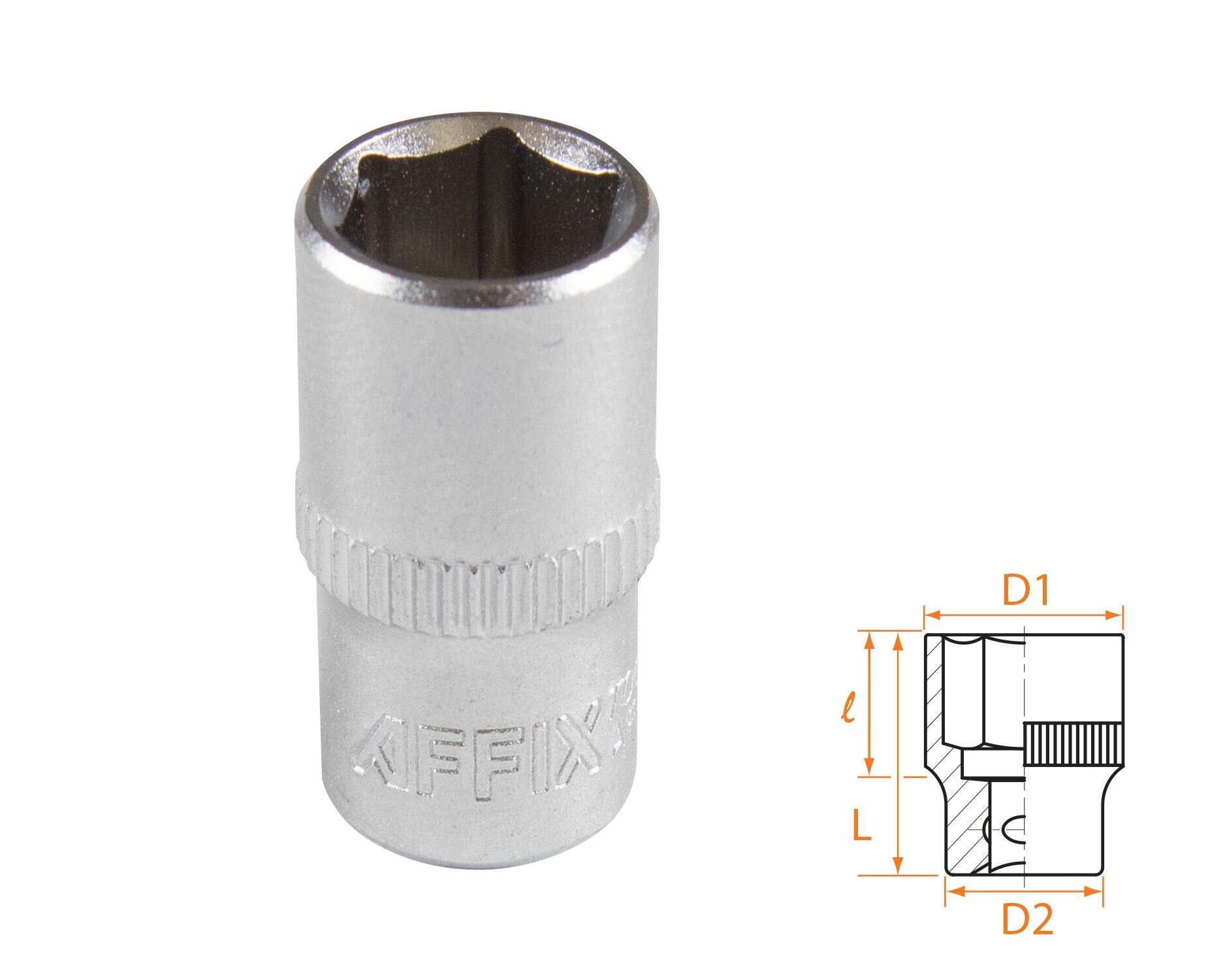 AFFIX Головка торцевая стандартная шестигранная 1/4", 09 мм AF00020009