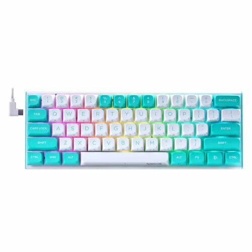 Клавиатура Redragon Fidd, USB, белый бирюзовый [72187]