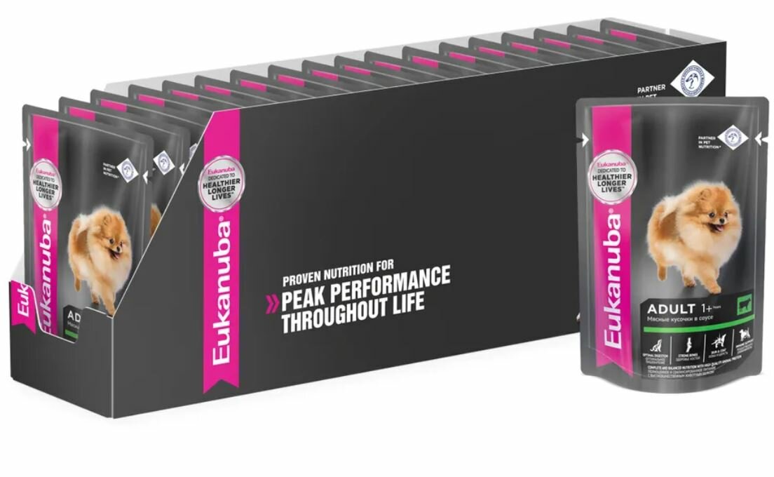 Eukanuba Упаковка 24шт. Паучи для собак с говядиной в соусе 2.4 кг