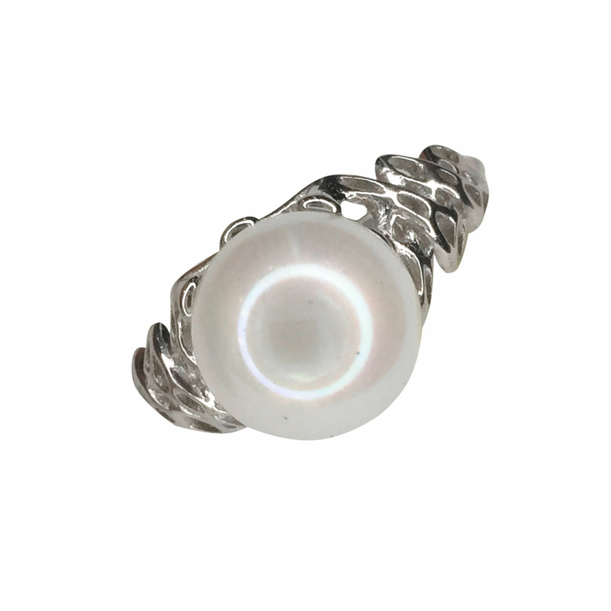 Кольцо тонкое, серебро, 925 проба, родирование, жемчуг