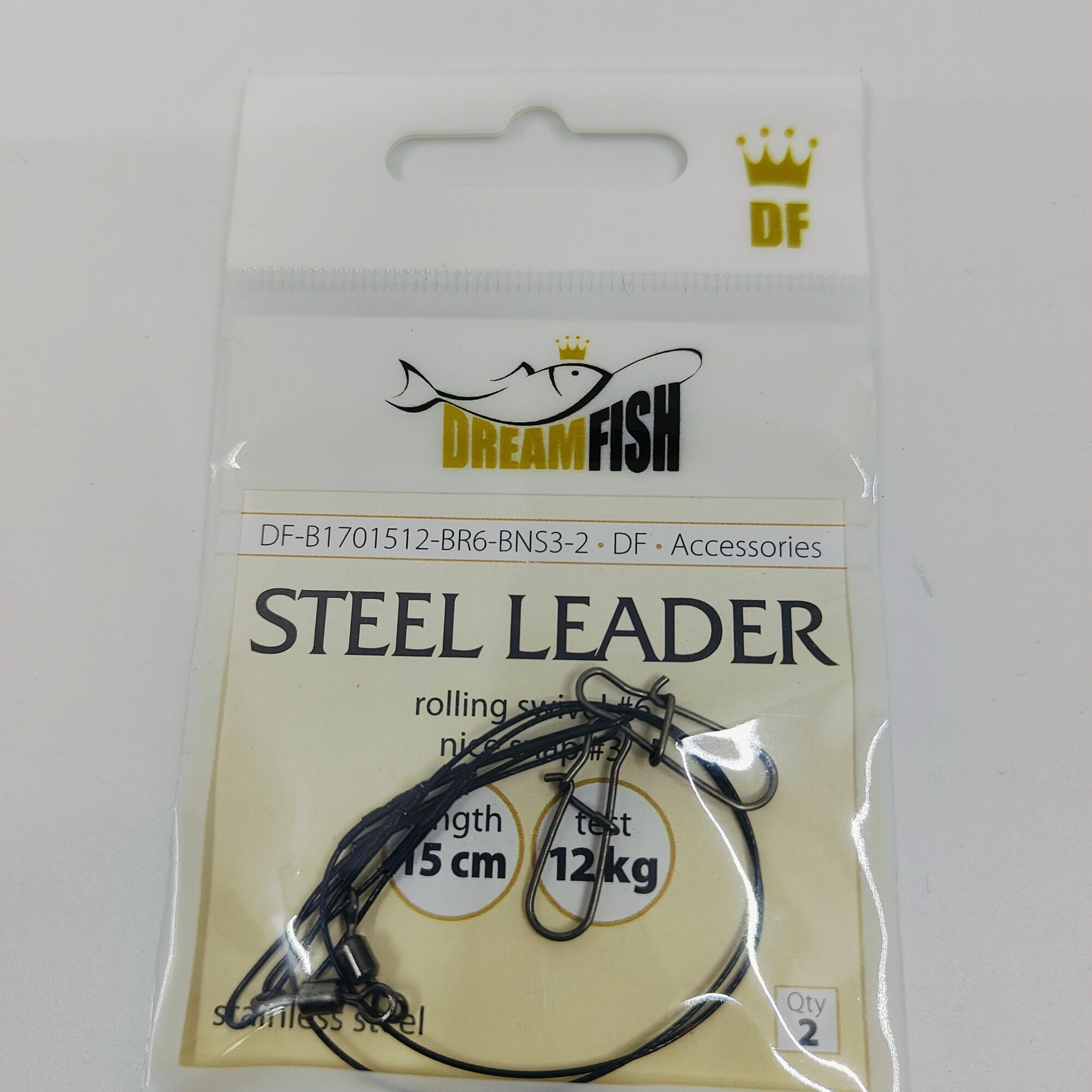 Стальной поводок для рыбалки Dream Fish (Америка) 2 шт. 15см./12 кг.
