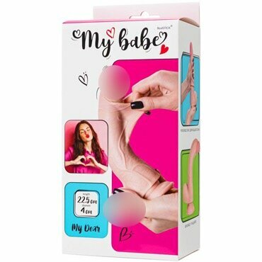 78520 Реалистичный фаллоимитатор My Babe My Dear, TPE, телесный, 22,5 см. Фаллоимитатор с подвижным слоем кожи на присоске